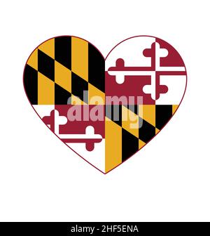 Maryland USA Heart Flag. MD US Love Shape State Flag. Old Line State ...
