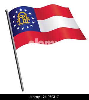 Waving flag of Georgia on white background. Template for independence ...