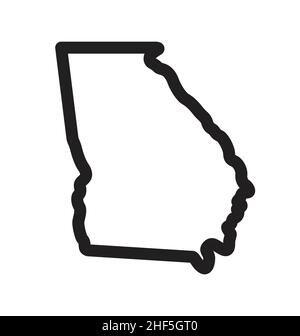 Georgia GA state Map USA with Capital City Star at Atlanta. Black ...