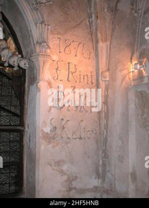 Sedlec Ossuary signature Stock Photo - Alamy