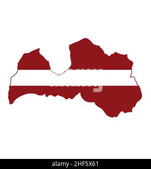 Latvian simplified map shape of latvia with flag and traditional ...
