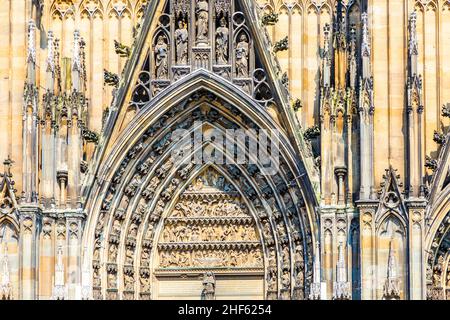 decoration elements at the main gate of the dome in Cologne, Germany ...