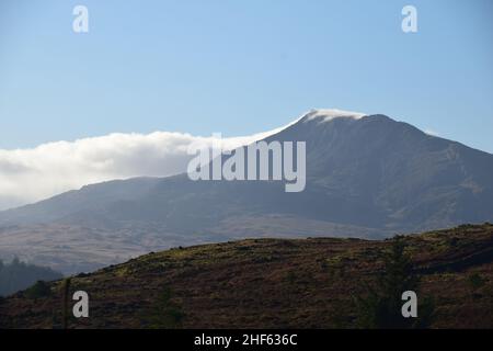 Mountains, Clouds, Forests, Blue skies and beautiful scenery on a trail ...