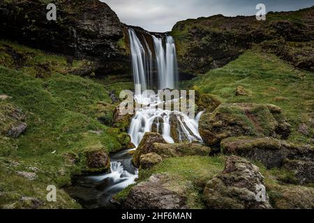 Waterfall, Selvallafoss, Sheep's Waterfall, Snæfellsnes, Iceland Stock ...