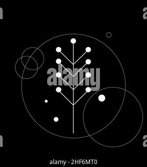 Hand drawn floral flower leaves illustration, black white elegant ...