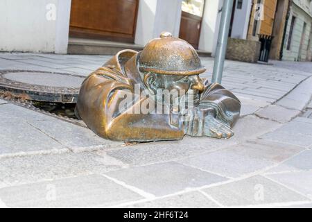 Cumil, The Man at Work statue, aka, The Watcher. Famous sculpture in ...