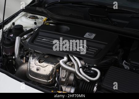 The AMG Markings And Builders Plaque On The Engine Of A 2015 Mercedes ...
