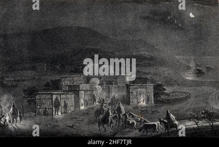 Schmidtmeyer, Peter & Scharf, G - Travellers arriving at night in a ...