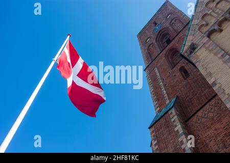 Danish flag Ribe Jutland Denmark Stock Photo - Alamy