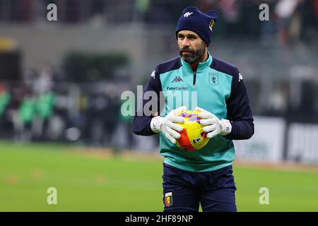 Salvatore Sirigu of Genoa CFC warms up during the Coppa Italia 2021/22 ...
