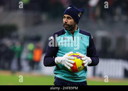 Salvatore Sirigu of Genoa CFC warms up during the Coppa Italia 2021/22 ...