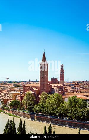 View of Verona city from the top of its Arena in winter time Stock ...