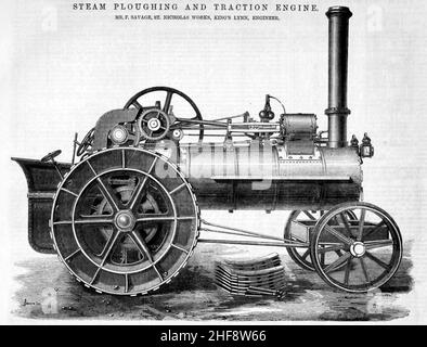 Savage steam ploughing and traction engine (1877-2 Stock Photo - Alamy