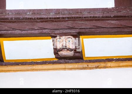 wood carving and colored on balk, timber of old framework houses Stock ...