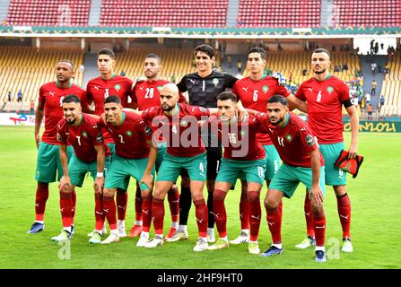Morocco players pose before the Africa Cup of Nations semi-final match ...