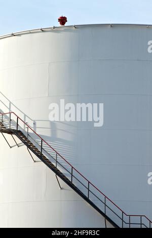 industrial stair at white tank in tank farm Stock Photo - Alamy