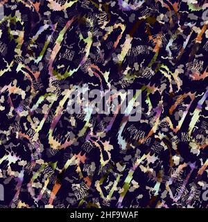 Exotic multicoloured boho floral camouflage scatter print. Seamless ...