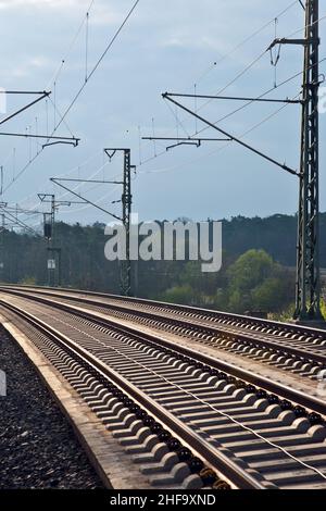 iron Railroad track in sunlight Stock Photo - Alamy