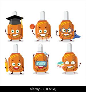 School student of blue correction pen cartoon character with various ...
