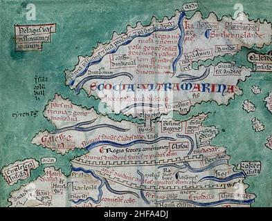 Scotland from the Matthew Paris map c.1250 Stock Photo - Alamy