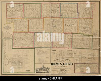 Sectional & topographical map of Holmes County, Ohio , Landowners, Ohio ...