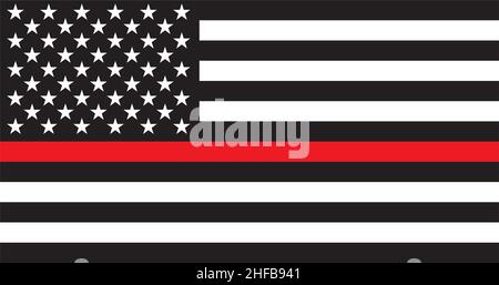 American red line firefighter flag. Red line fire honor and respect law ...