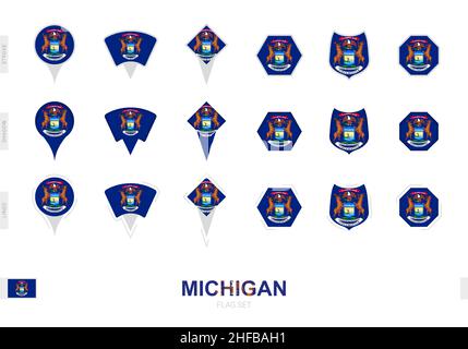 Made In Michigan. US state round stamp. Seal of Michigan with border ...