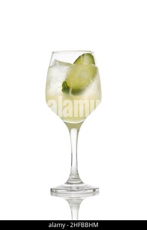 Cocktail in a tulip glass isolated on white Stock Photo - Alamy