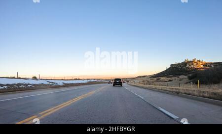 Driving on typical paved rural roads in suburban America Stock Photo ...