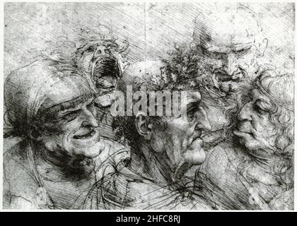 Leonardo da Vinci Five Grotesque Heads ca. 1490 Stock Photo - Alamy