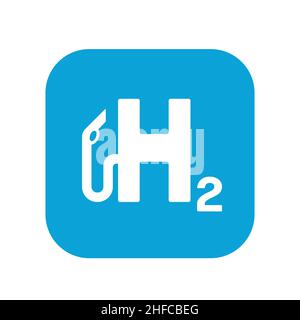 Hydrogen, H2 car fuel station, green energy icon or vector line symbol ...
