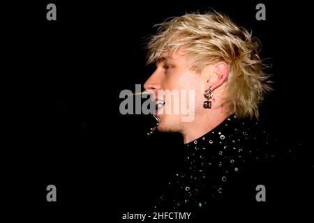 The singer Machine Gun Kelly during a performance on the first day of ...