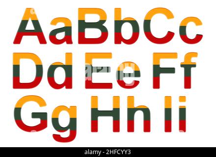 Letters with Lithuanian flag. R, S, T, U, V, W, X uppercase and ...