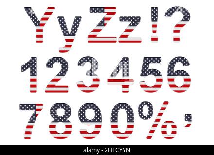 American flag numbers isolated on a white background. 3d image Stock ...