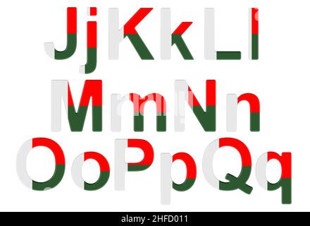 Letters with Madagascar flag. R, S, T, U, V, W, X uppercase and ...