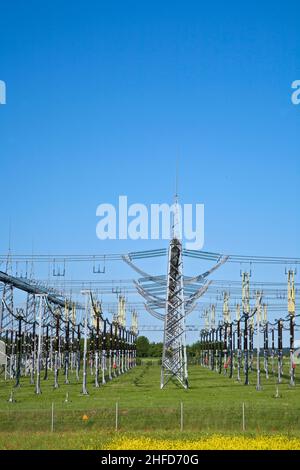 electrical power station in beautiful landscape with sky Stock Photo ...