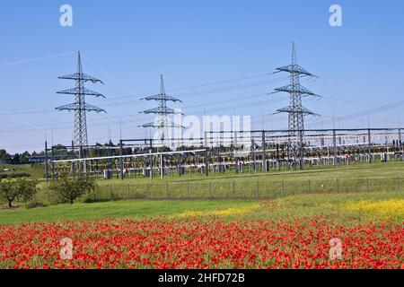 electrical power plant in beautiful colorful meadow Stock Photo - Alamy