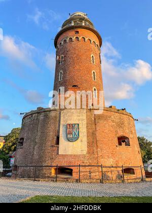 Kolobrzeg Lighthouse has a round, double-columned construction and is ...