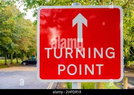 Turning Point just ahead road sign on sky background Stock Photo - Alamy