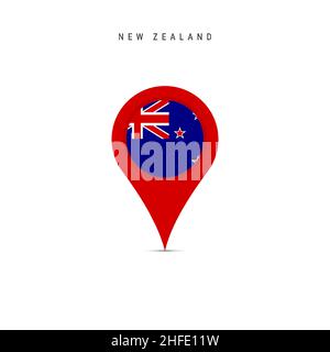 Teardrop map marker with flag of New Zealand. YYY flag inserted in the location map pin. Flat ...