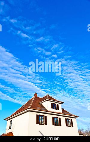 generic family home in suburban area with blue sky Stock Photo - Alamy