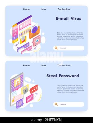 cyber security email message key isometric vector illustration Stock ...