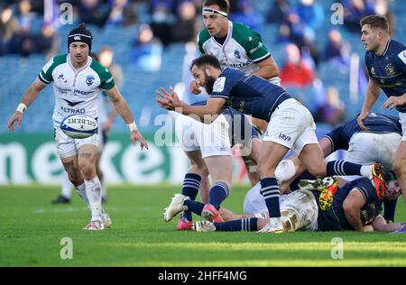 Jamison Gibson-Park of Leinster passes the ball during the BKT United ...