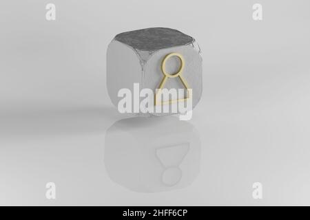 User graduate icon. Gold glossy User graduate symbol isolated on violet ...