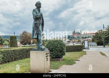 Statue of Antonin Dvorak at Jan Palach Square - Prague, Czech Republic ...