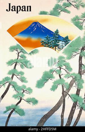 Vintage travel poster - Japan - Mount Fuji Stock Photo - Alamy