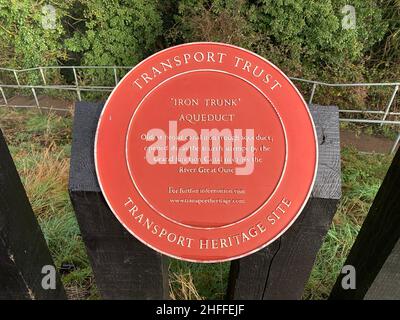 Sign for the Iron trunk aqueduct in Wolverton near Cosgrove Milton ...