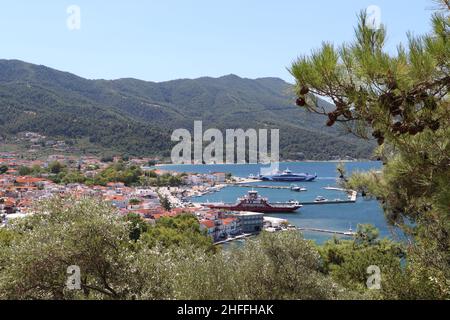 Top view of Limenas city and it's harbor Stock Photo - Alamy