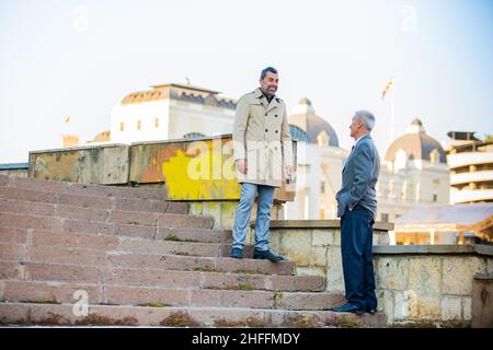 Amazing two senior businessmen are talking about the company new plans ...