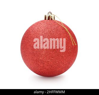 big red christmas ball on red background Stock Photo - Alamy